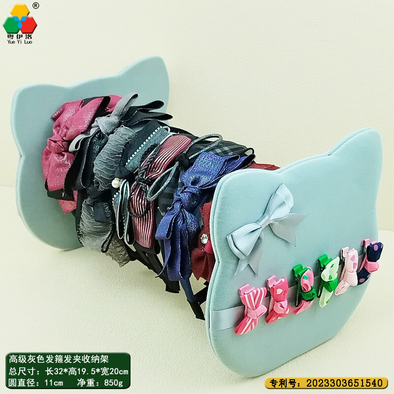 Галстук-бабочка "Мультяшный Кот", для волос, серый, премиум-класс, 32 см