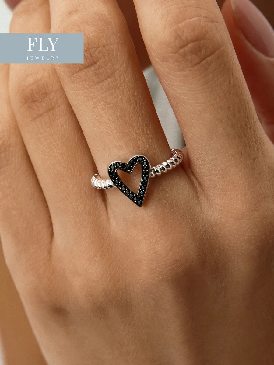 Кольцо, серебро, 925 проба, родирование, фианит