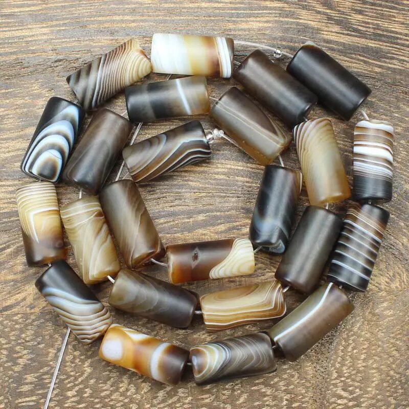 Бусины из агата Ботсваны Laerf Beads, черные полоски, 6-30 мм Frostcoffe8x16m24pcs
