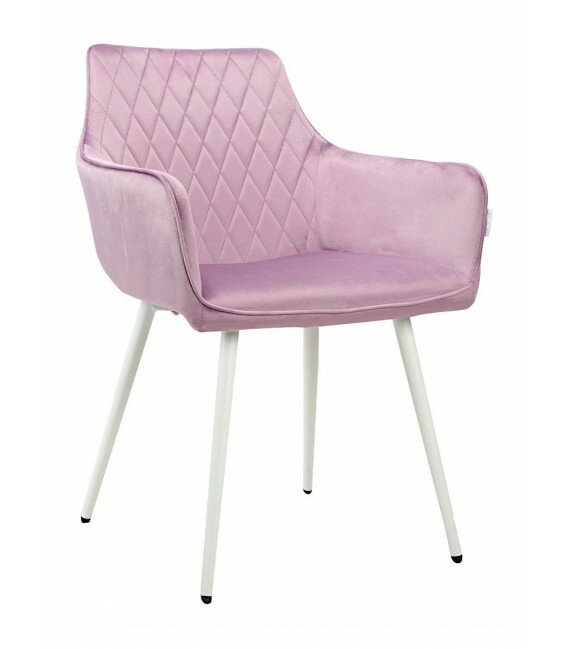 DC835 Стул мягкий с подлокотниками, СИРЕНЕВЫЙG62-27 велюр, каркас металл белый