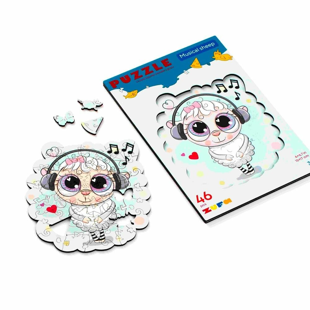 Деревянный пазл Aterix "Музыкальная Овечка" 46 деталей, S kids (Z307)