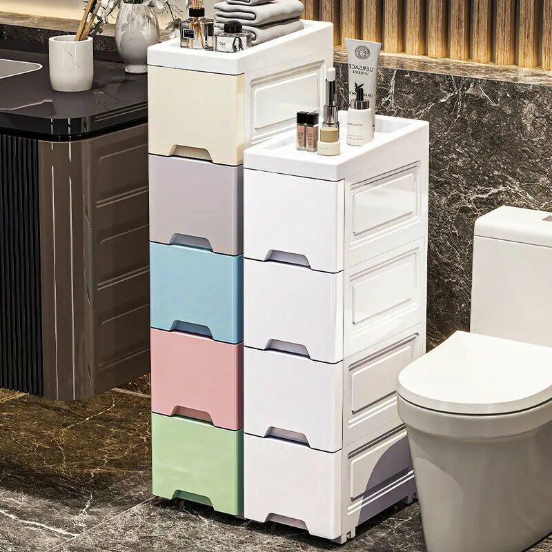 Комод для одежды, 5 ящиков, пластиковый, узкий (18х30x80 см), для ванной, кухни, прихожей