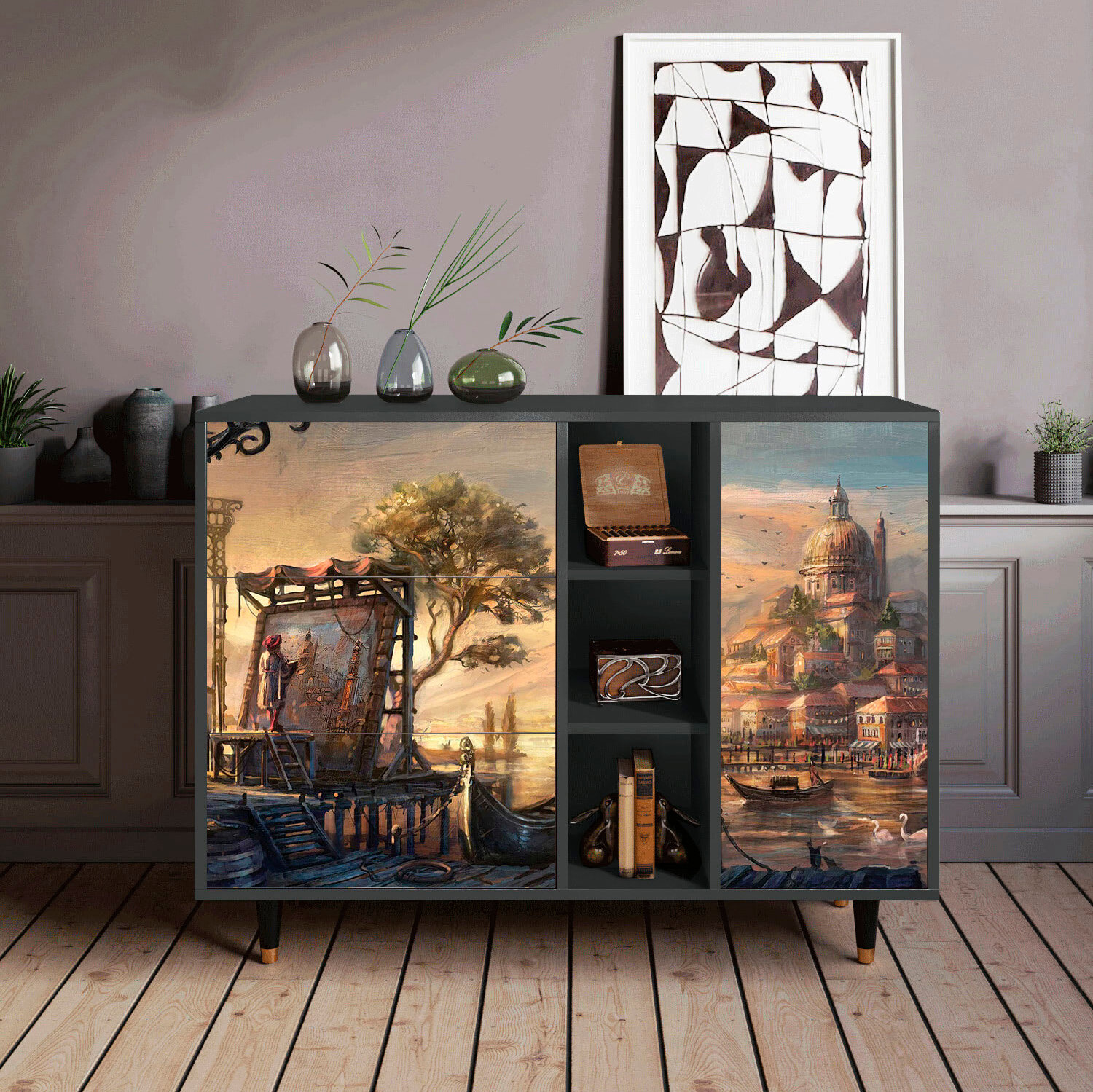 Комод - STORYZ - BS2 Venice, Разер - 125 x 97 x 48 см , Цвет корпуса - Антрацит