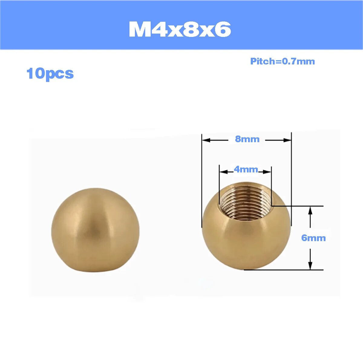 Латунные гайки с внутренней резьбой M3/M4/M5/M6/M10/M12 10pcs M4X8X6