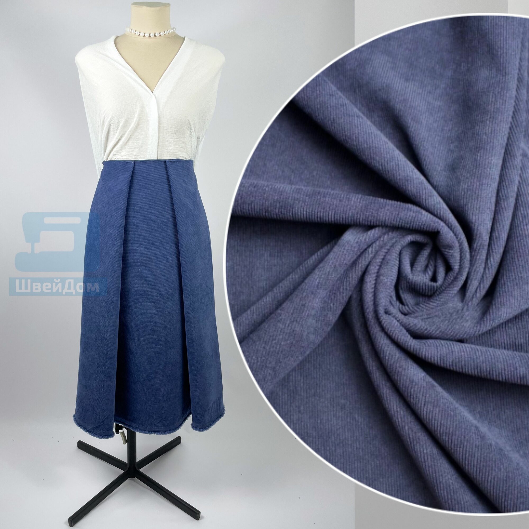 Ткань плательная Вельвет 100х150см, состав: 95% полиэстр, 5% эластан