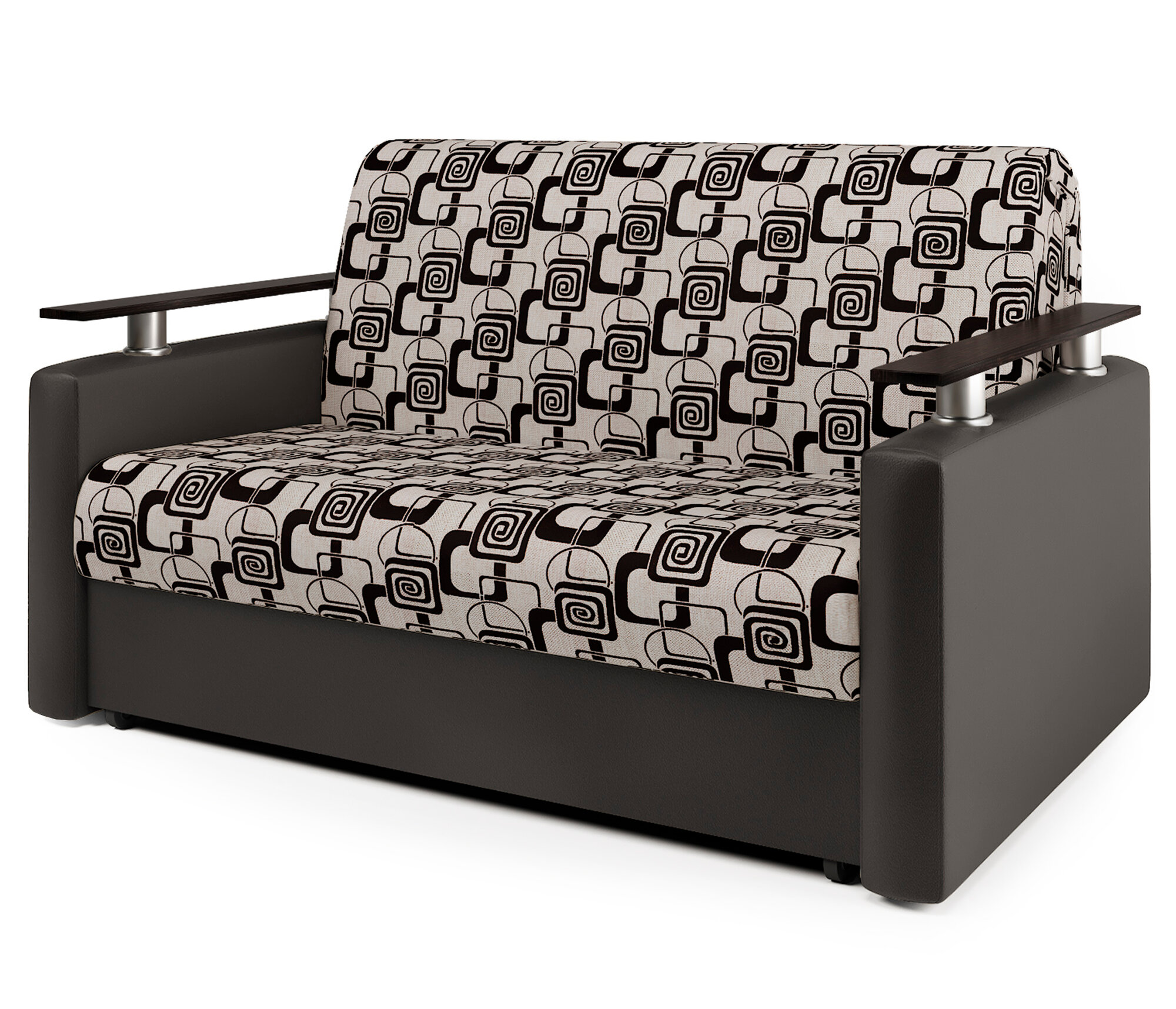 Диван-кровать Шарм-Дизайн Шарм 120х194 см, диван раскладной, аккордеон, прямой, экокожа шоколад и ромб