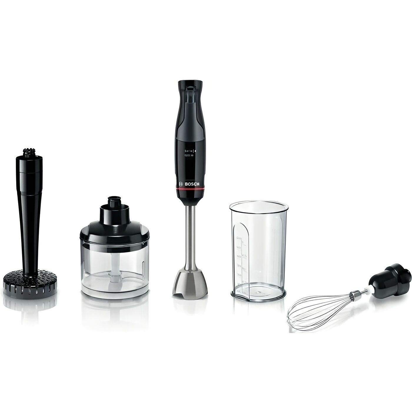 Блендер погружной BOSCH MSM4B623, 1000 Вт, 4 насадки, черный