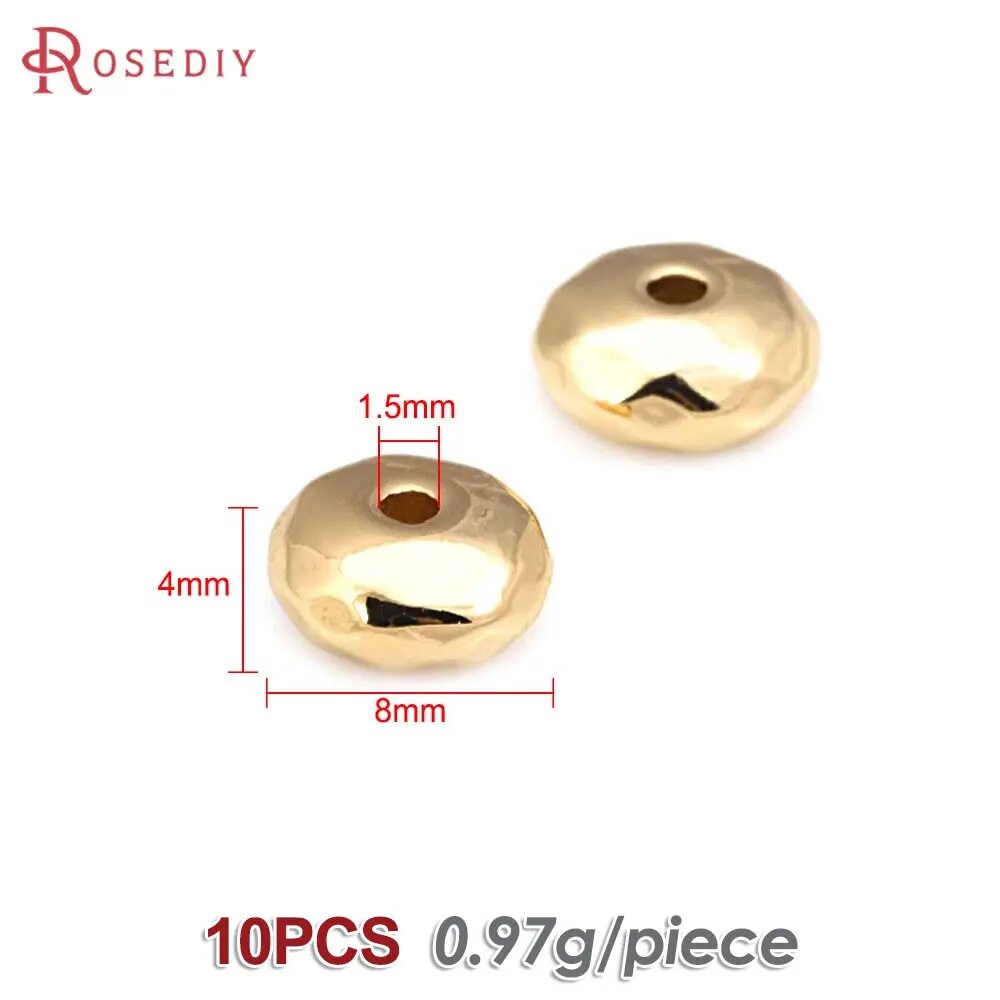 Латунные бусины для браслета Rosediy серебристого цвета 44140-18K Gold Color