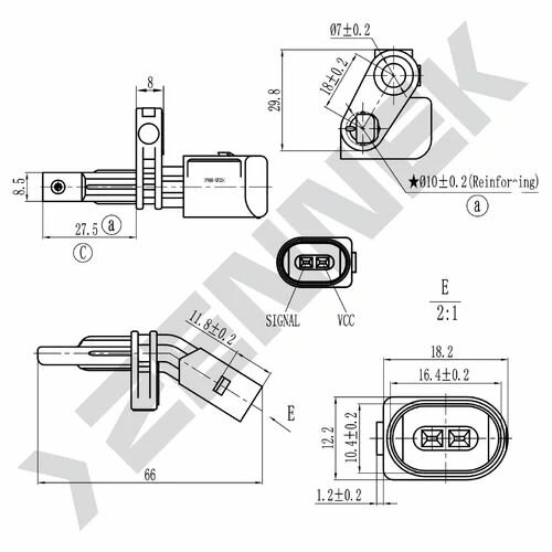 Датчик ABS передний левый VW GOLF 5 03-08, AUDI A3 03-12 ZENNEK DAS0012
