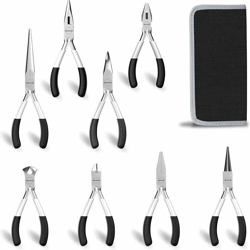 Набор мини-плоскогубцев из 8 шт, длинногубцы, диагональные инструменты для резки концов проволоки с сумкой для инструментов