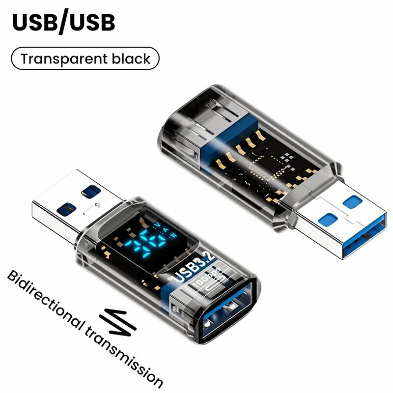 Адаптер USB 3.2 USB to USB, прозрачный черный