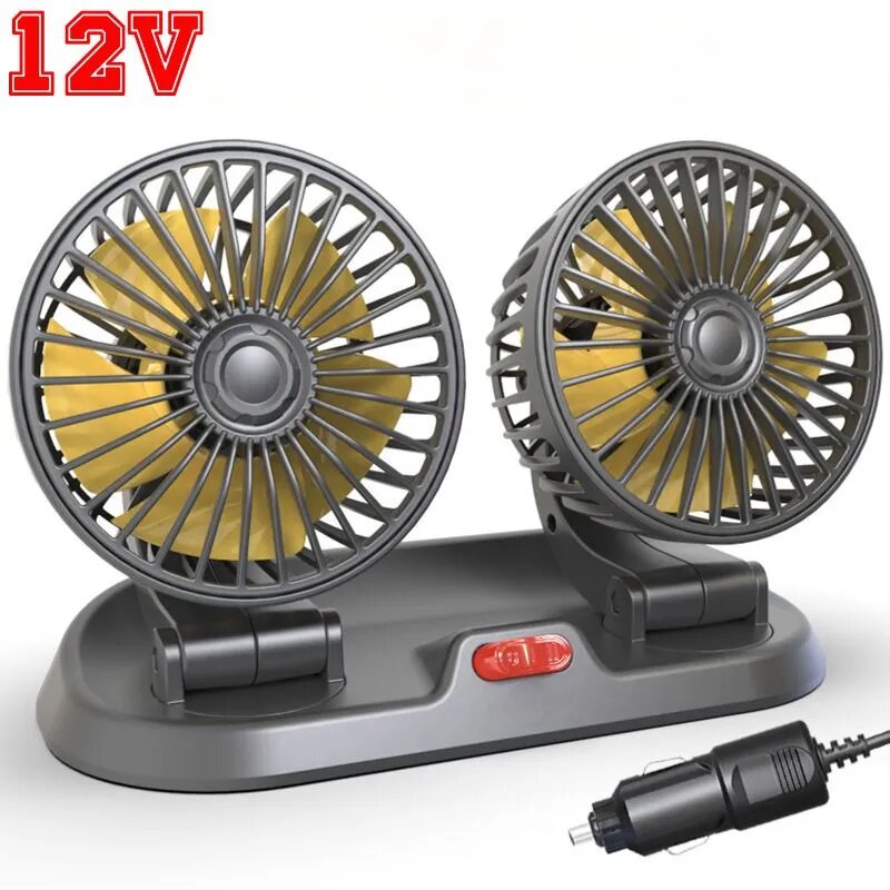 Автомобильный вентилятор 12В 101224 для салона авто, с регулировкой наклона и питанием от прикуривателя