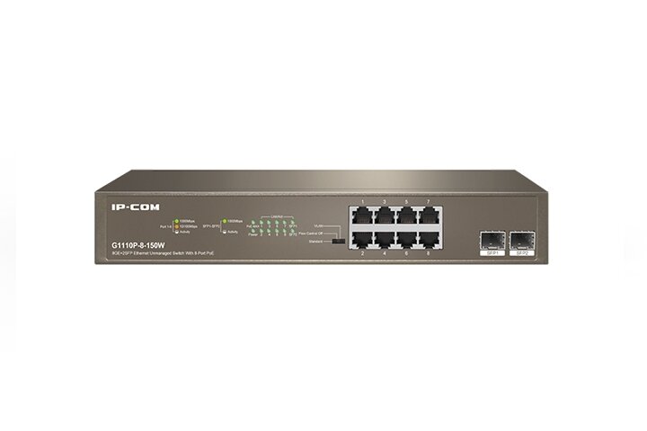 Неуправляемый коммутатор IP-COM G1110P-8-150W Ethernet 8GE+2SFP С 8-Портовым PoE