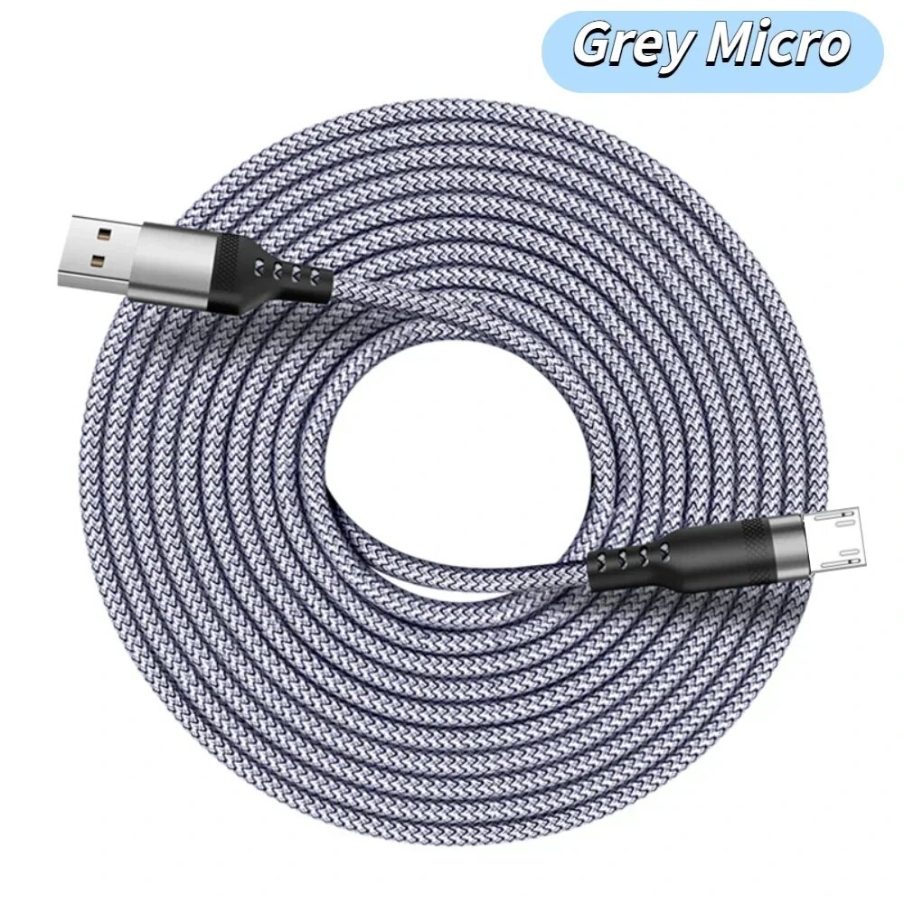 NNBILI удлинитель Micro Usb кабель для быстрой зарядки зарядное устройство 3 м/5 м/8 м кабель Micro Usb для Xiaomi Samsung Huawei шнур для передачи данных мобильного телефона 3 м, Grey Micro USB