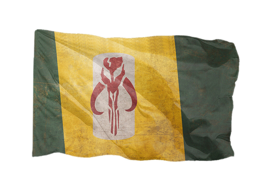 Флаг Star Wars Mandalorian на сетке, 90х135 см - для улицы, для флагштока