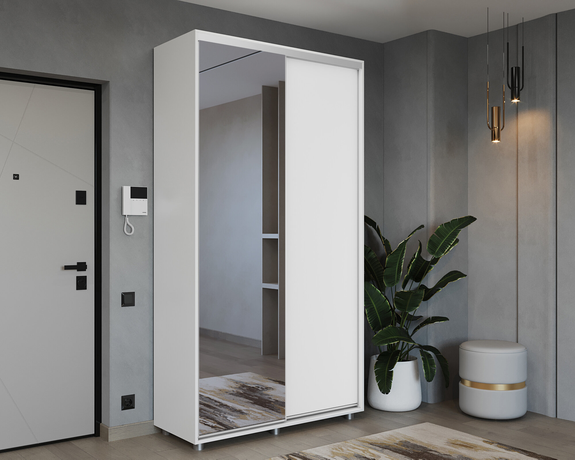 Шкаф-купе Мама "PRIME", ЛДСП, 160x60x230, цвет белый, с зеркалом