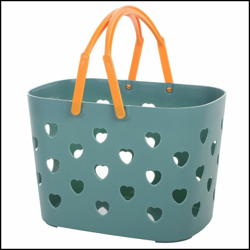 Пластиковая корзина для хранения с ручками, полые отверстия душа, органайзер ванной комнаты, сумка туалетных принадлежностей