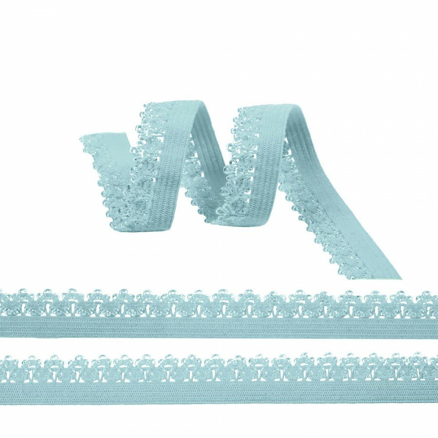 Резинка TBY бельевая (ажурная) 12мм RB01183 цв. F183 голубой уп.100м