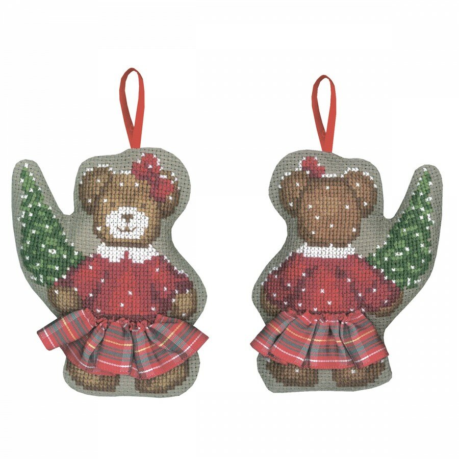 Набор для вышивания елочной игрушки OURSE JUPETTE (Мишка в юбке)