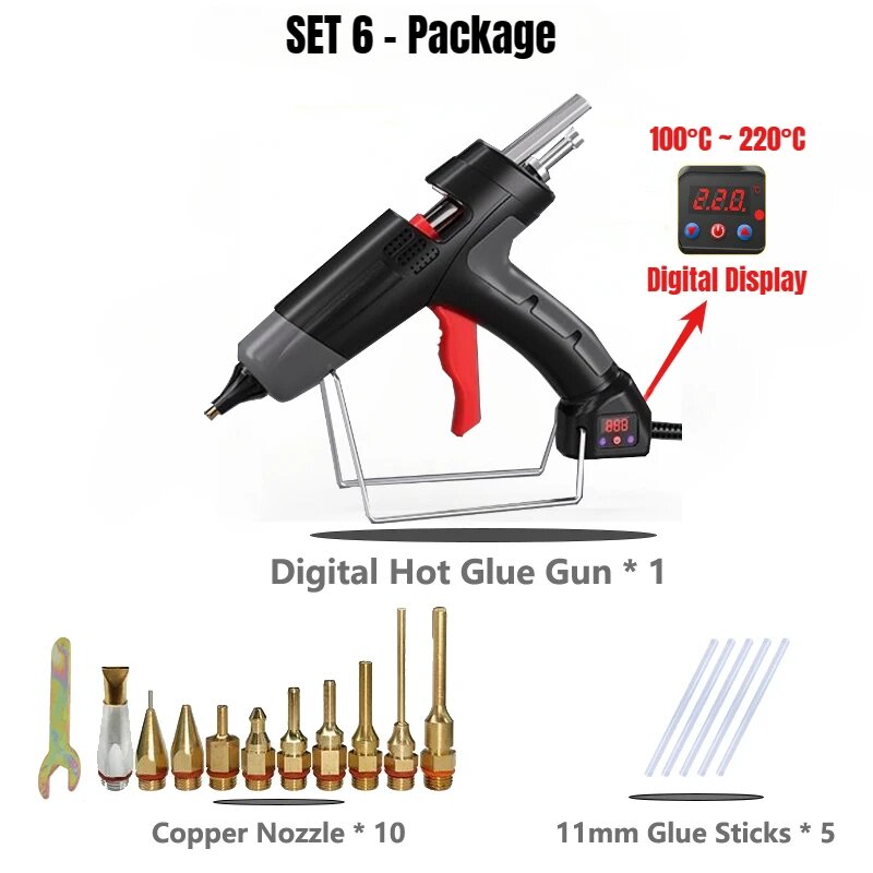 Цифровой клеевой пистолет XMSJ 300W с регулировкой температуры 300W-D-10 Nozzle-5-B