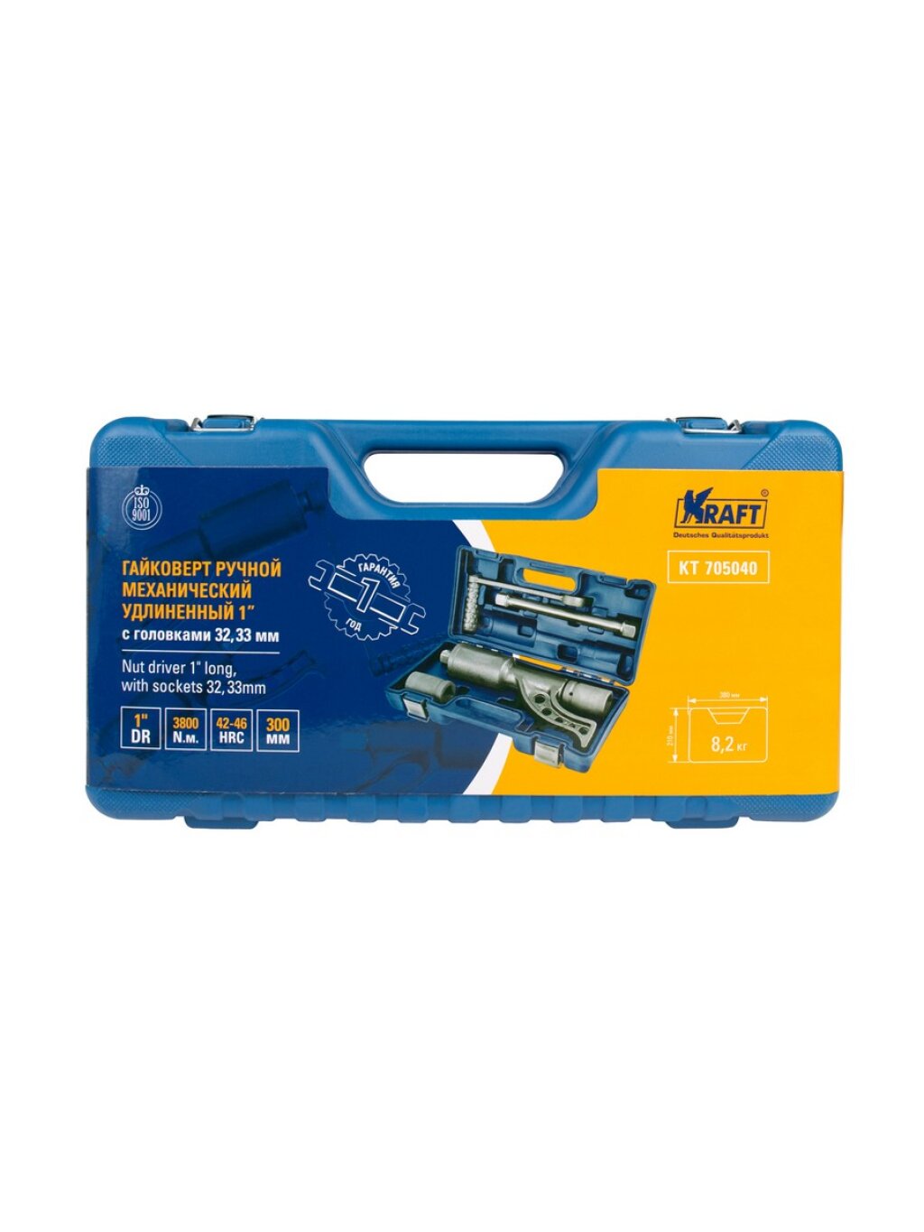 Гайковерт механический 1" "KRAFT" (мясорубка, с головками 32, 33 мм, удлиненный)