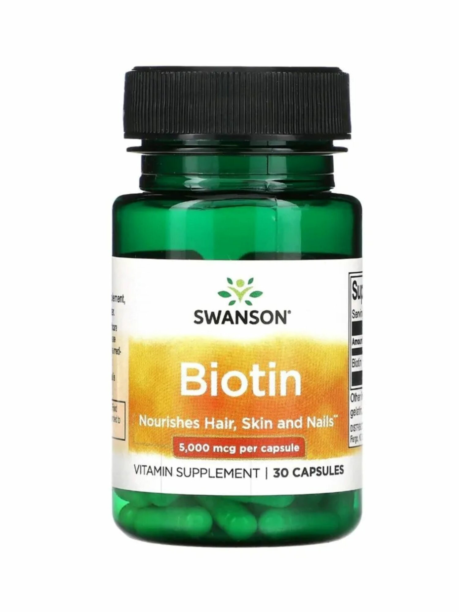 Swanson, Biotin, Биотин 5000 мкг - 30 веганских капсул