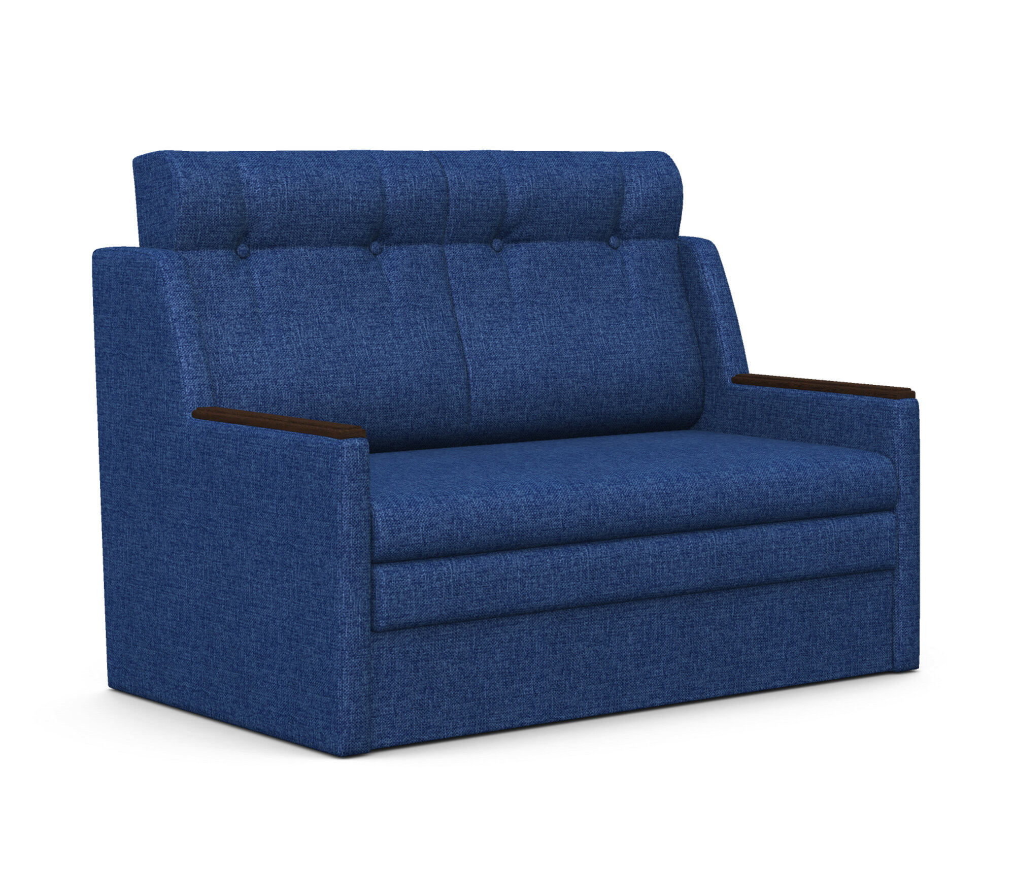 Диван-кровать Классика 2Д, прямой, раскладной, с ящиком для белья, рогожка синий