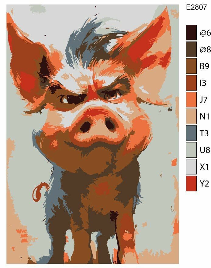 Детская картина по номерам E2807 "Хитрая свинья" 20x30