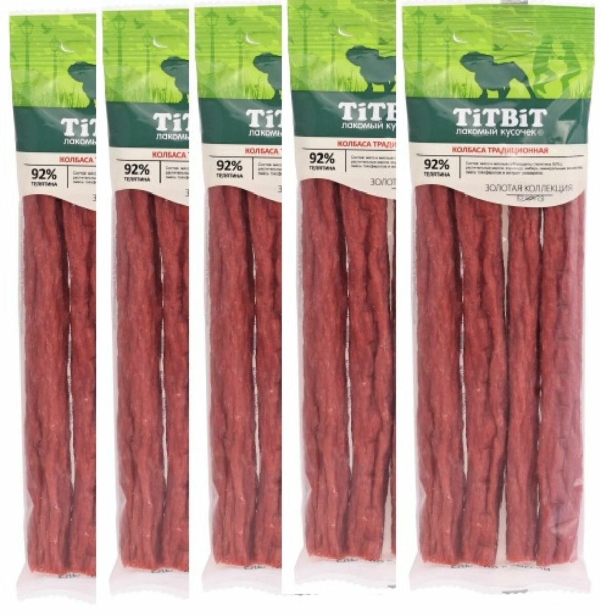 TiTBiT Золотая коллекция Лакомство для собак Колбаса Традиционная 80г (5шт)