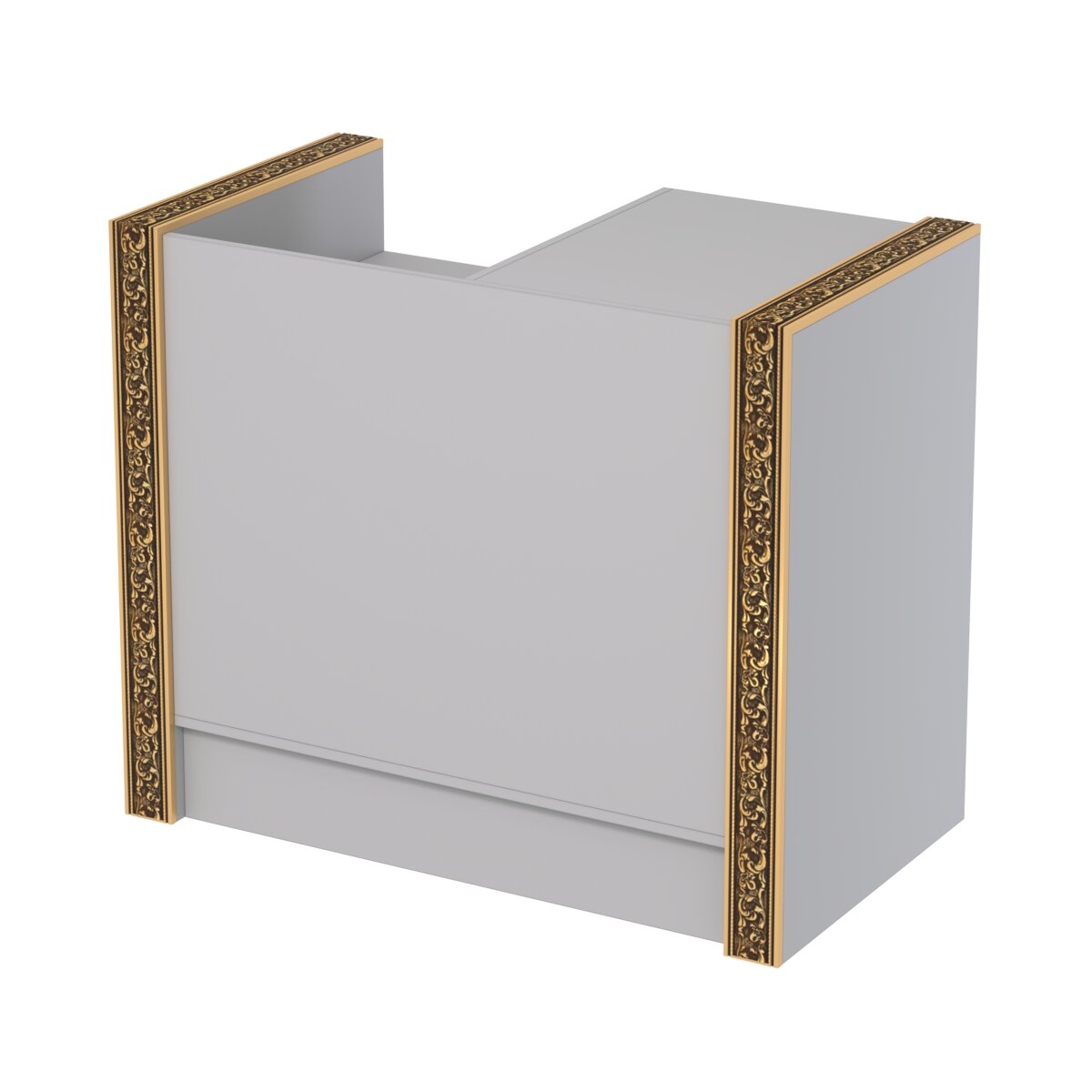 Недорогой кассовый прилавок с ящиками и декоративными молдингами №ПДМ-К2, Серый