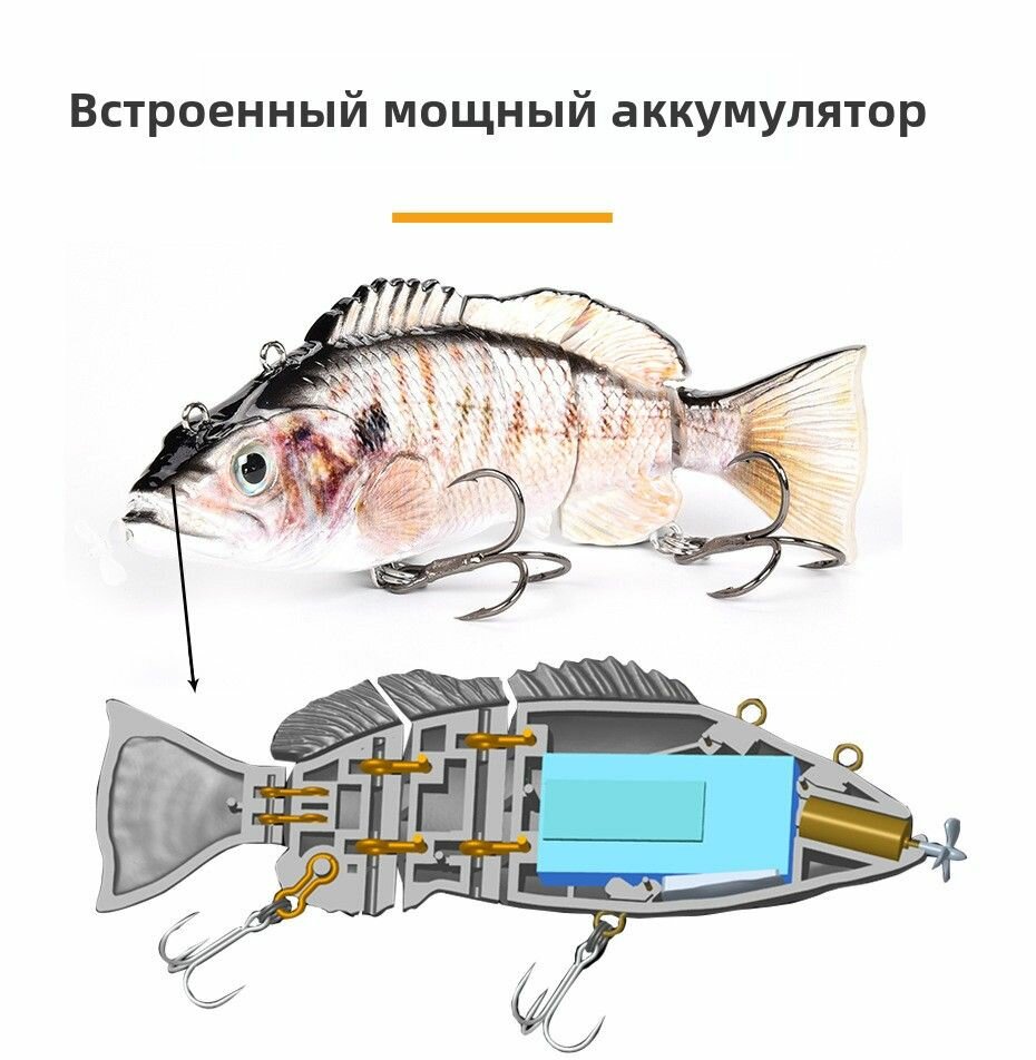 Воблер на батарейках / электронная приманка / с пропеллером