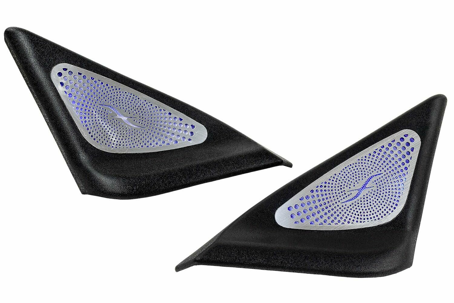 Уголки зеркал в стиле Бурмистрс с синей LED подсветкой для Лада Приора