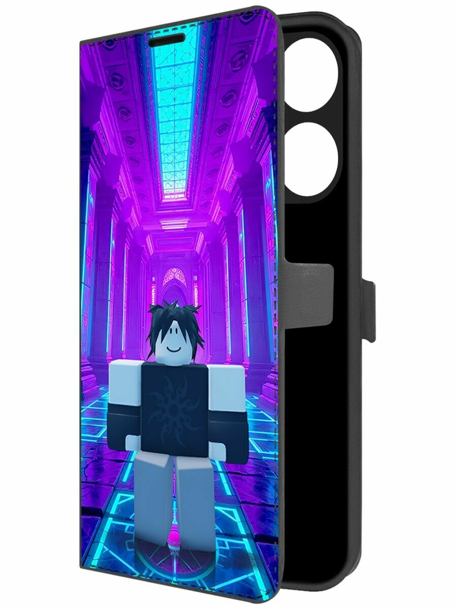 Чехол-книжка Krutoff Eco Book для TECNO POP 7 Roblox-Форсакен Ту Тайм (Forsaken Two Time) (черный)