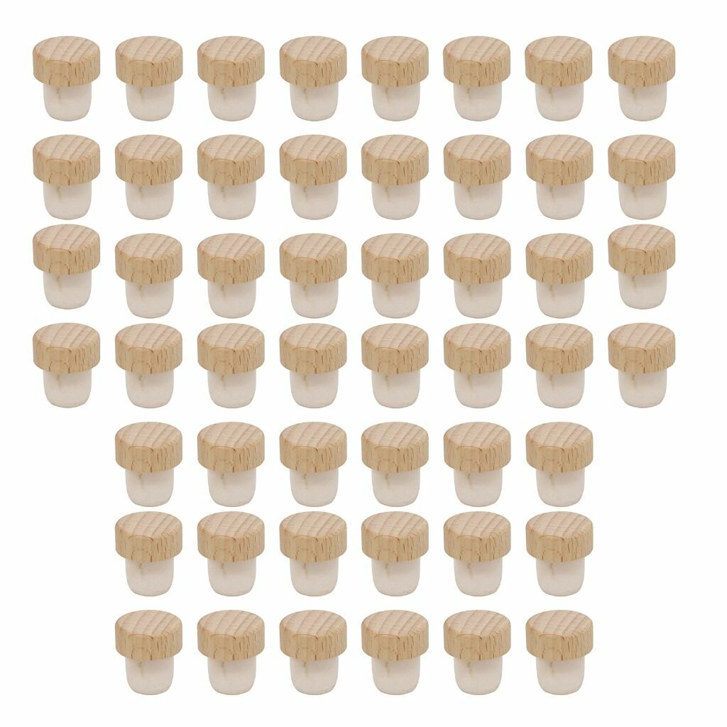 50шт, полимерные деревянные пробки для винных бутылок - деревянный плоский наконечник