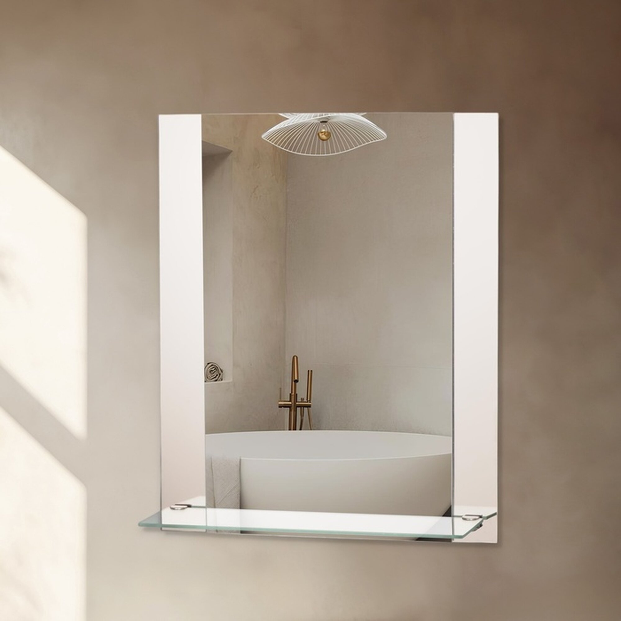 Зеркало настенное Сима-ленд, квадратное, с полкой, серебристое, 37x45 см