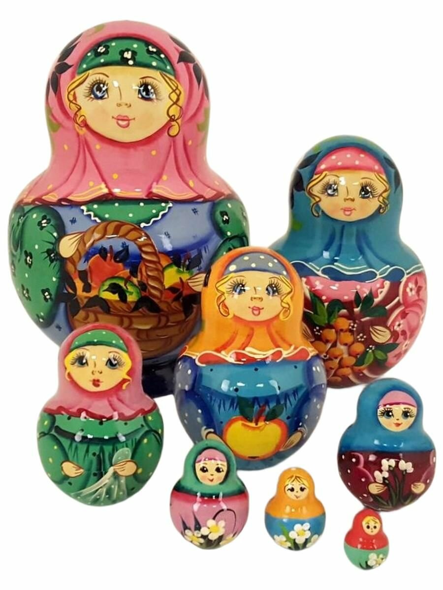 Матрешка 10 предметов "Узор" (115), Вятская матрешка, ручная авторская работа