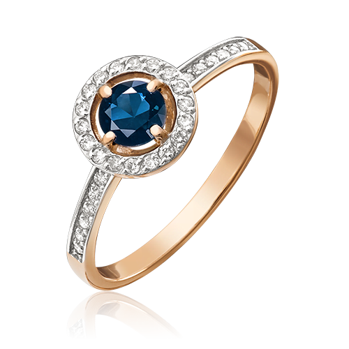 Кольцо, красное золото, 585 проба, сапфир, бриллиант