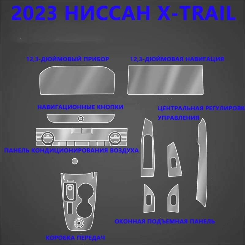 Ниссан х трейл т33 Nissan X-Trail E-power 12,3-дюймовый прибор 2023 1 Комплект защитной прозрачной пленки для автомобиля