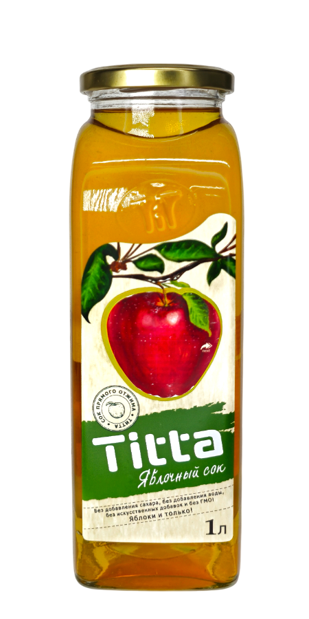 Сок Titta Яблочный,1л, Армения, натуральный, прямого отжима, без сахара и воды