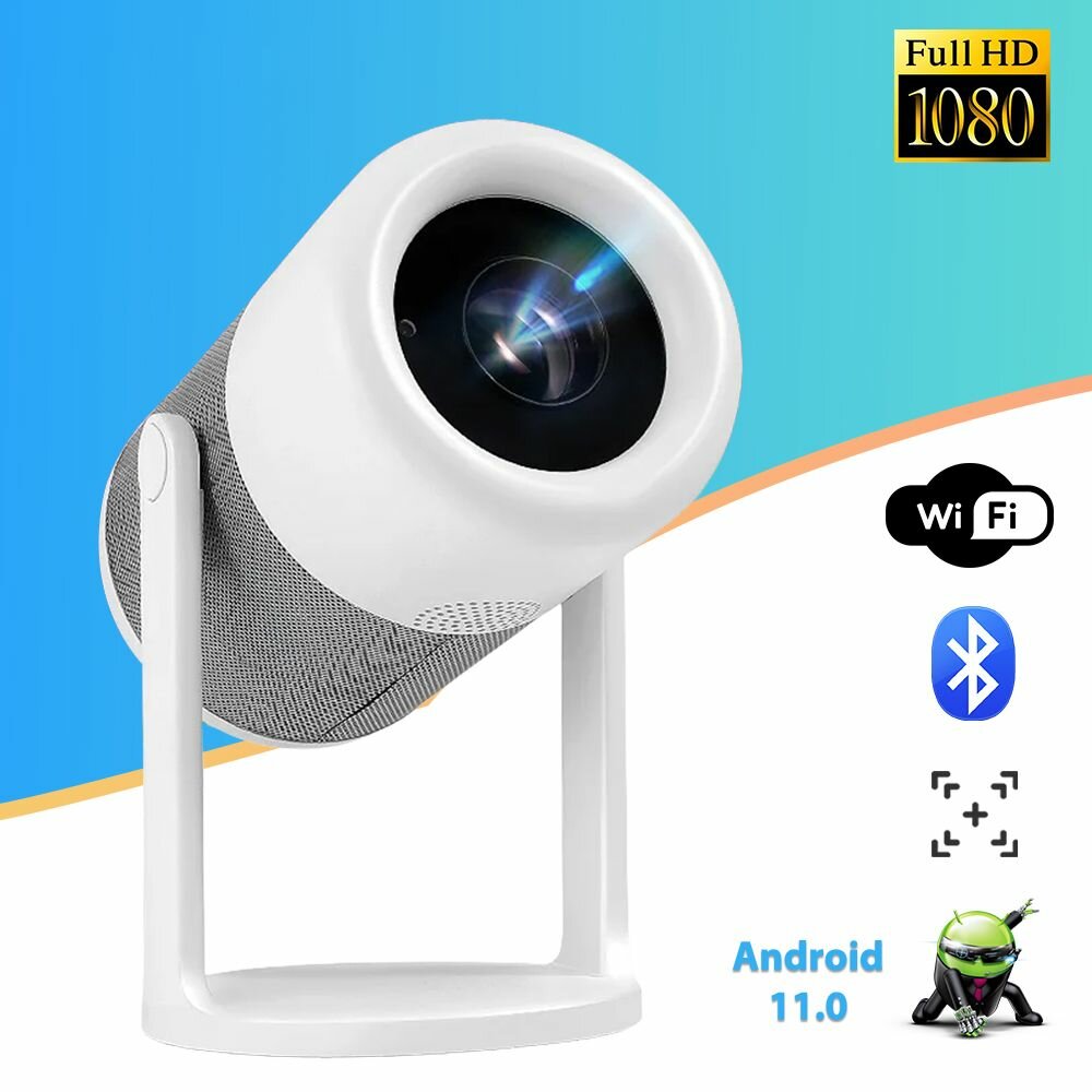 Touyinger J1W Мини-проектор Портативный Android 11 Домашний кинотеатр Видеопроектор Bluetooth WIFI Синхронизация IOS Смартфон 1080P 4K Кино