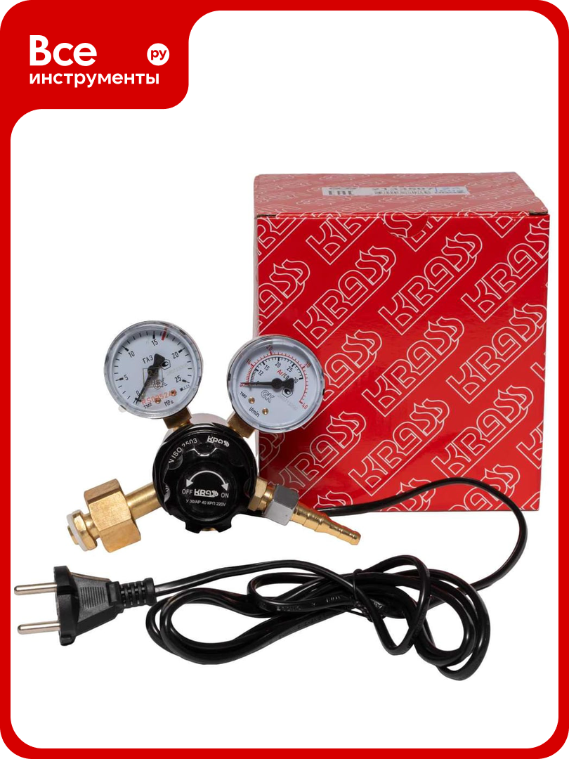 Регулятор расхода газа для углекислоты и аргона У 30/АР, 40 КРП, 220V, с подогревателем 220V, 15 МПа, 30/40 л/мин