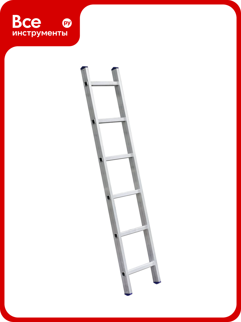 Односекционная алюминиевая лестница SMARTY 1х6 SN011-106, алюминиевый, и проста в использовании