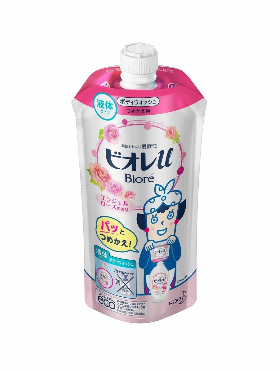 Жидкое мыло для тела KAO Biore Ангельская роза для гладкости 340 мл мягкая упаковка