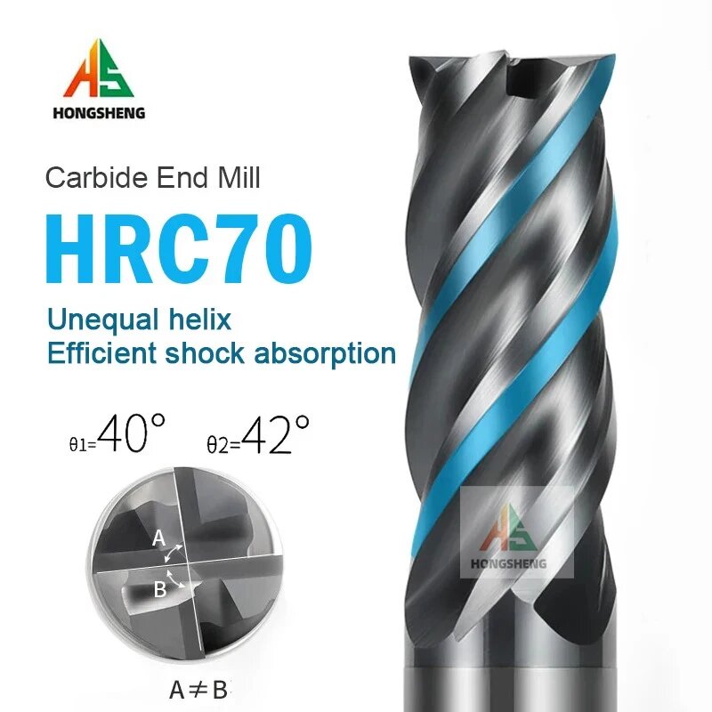 Фреза из вольфрамовой стали XMSJ HRC70 4 флейты, HRC70, 12X30X12X75