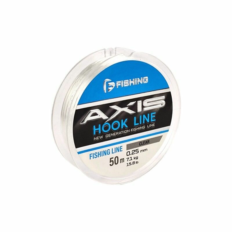 F-FISHING Леска Axis Hook Line Clear 50м 0,25мм 7,5кг 16,6lb