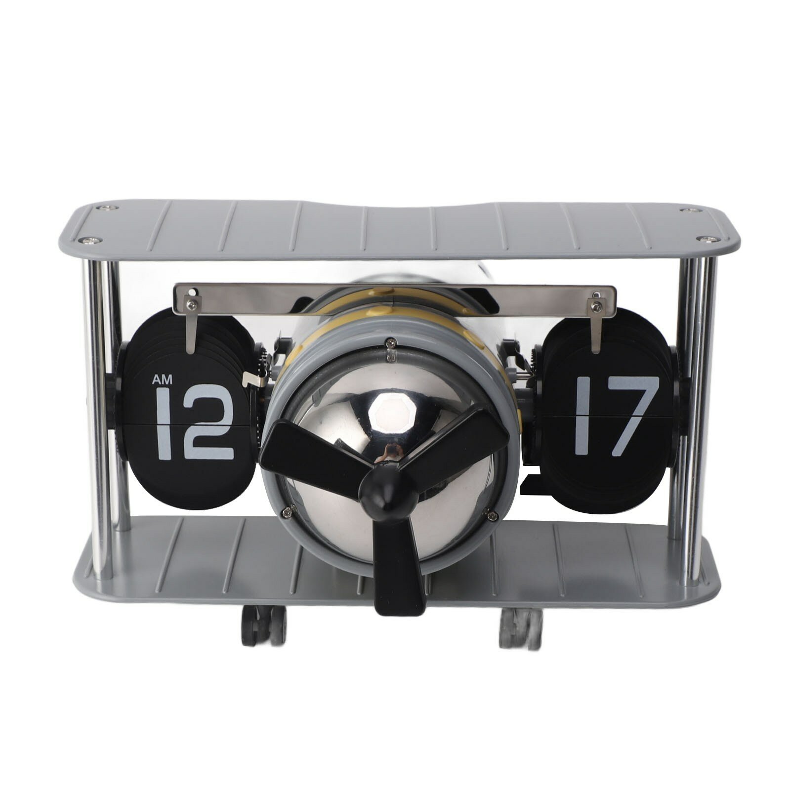 Часы-перевертыш в виде самолета из нержавеющей стали 304 с функцией напоминания о времени, механические настольные часы в стиле ретро для офиса, серые