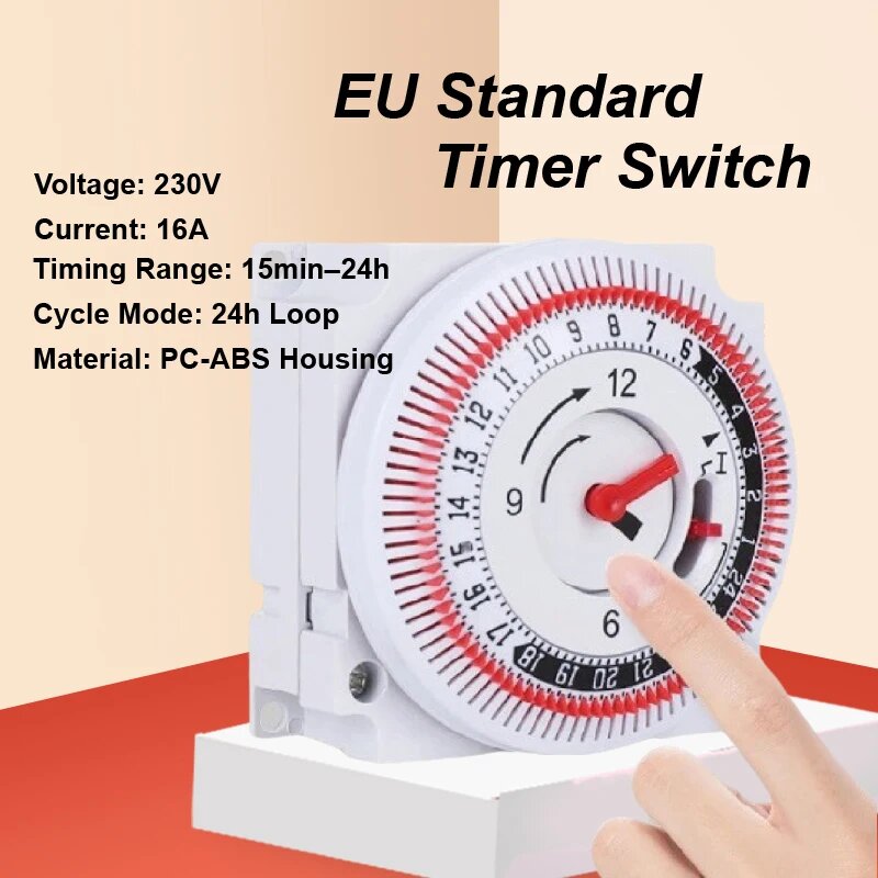 Механический таймер GT01 15 минут до 24 часов Суточный цикл Автоматическое отключение Роторный программируемый выключатель для бытовых приборов