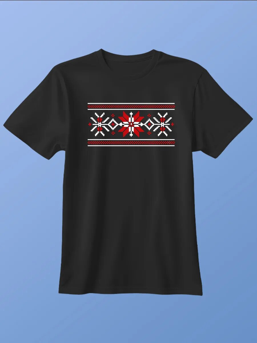 Футболка с узором снежинка народный орнамент