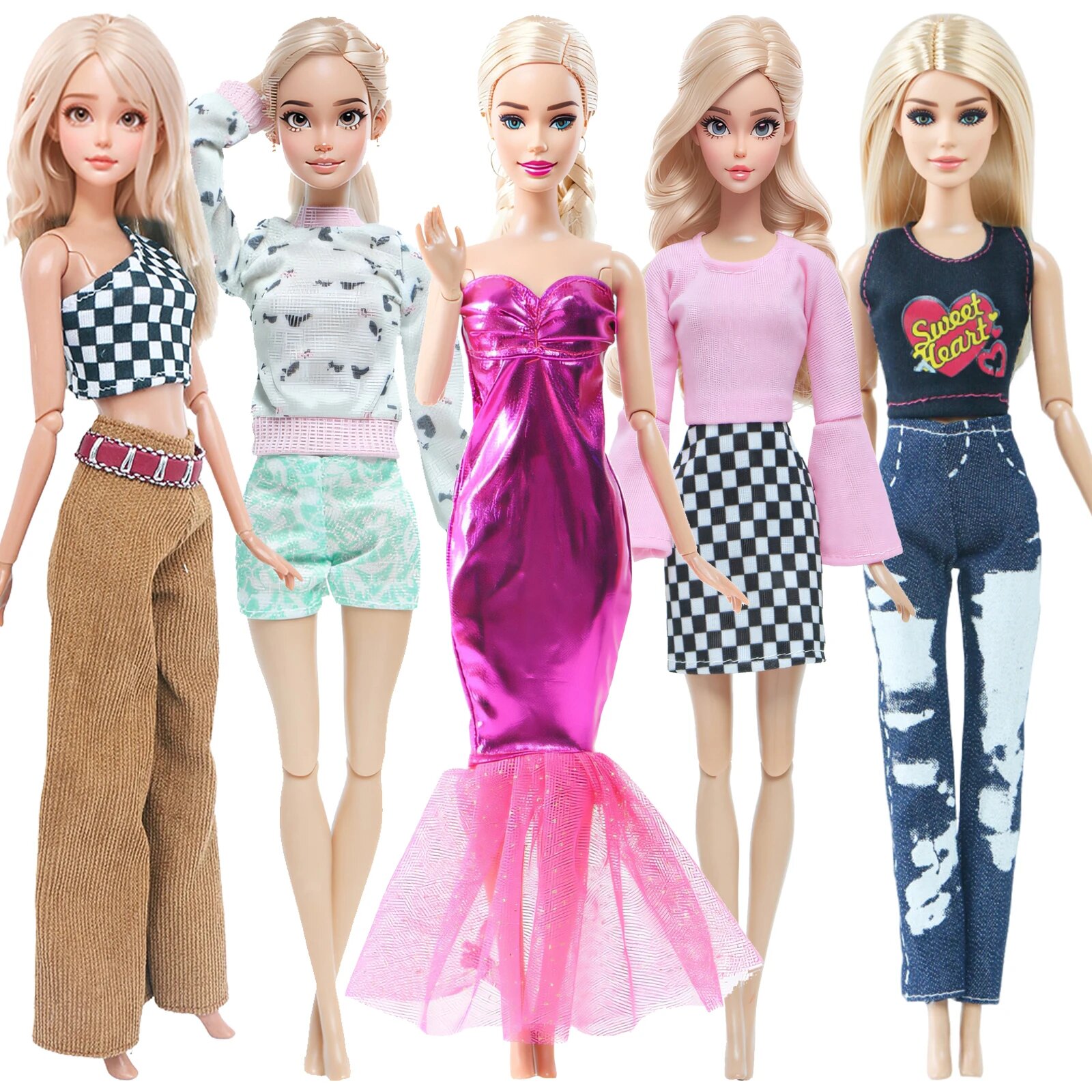 BJDBUS Набор одежды для кукол 1/6 (30 см), 5 шт, разноцветный Style F