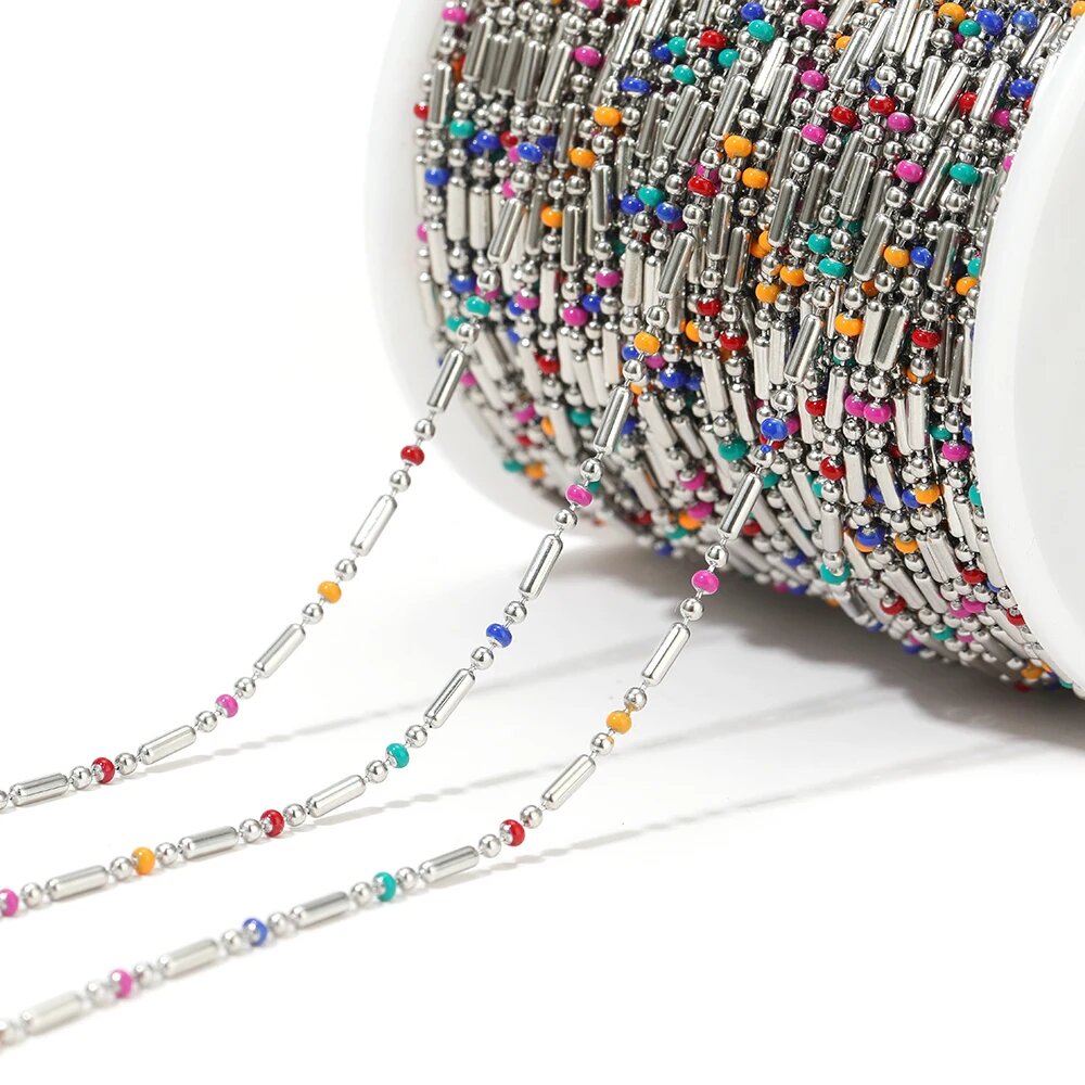 Цепочки из бисера Glimox 1 метр стальной цвет Colorful steel